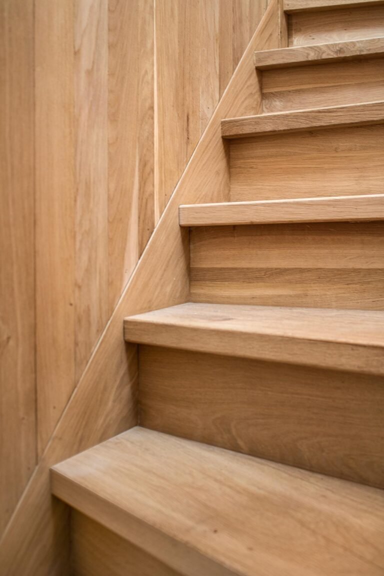 Traditionele eiken trap met dichte balustrade